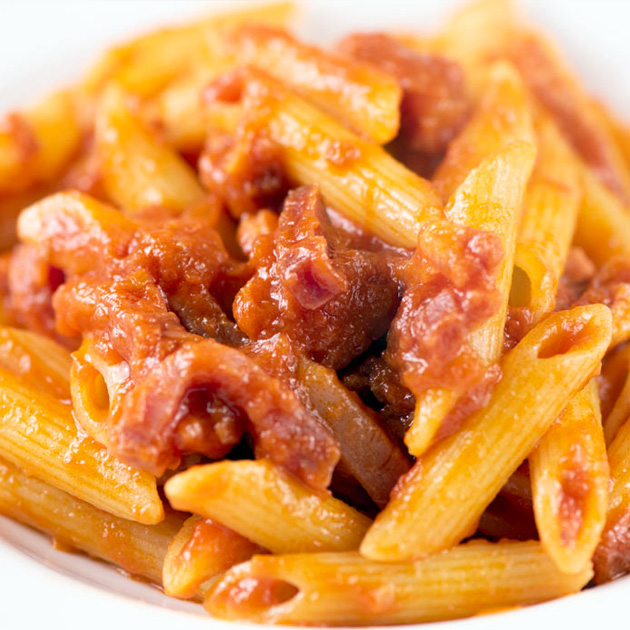 Penne sugo amatriciana Gastronomia Alimentari Pasqualetti Poggibonsi